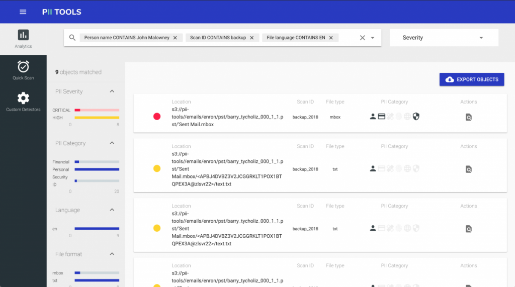 Personal Data Analytics | PII Tools